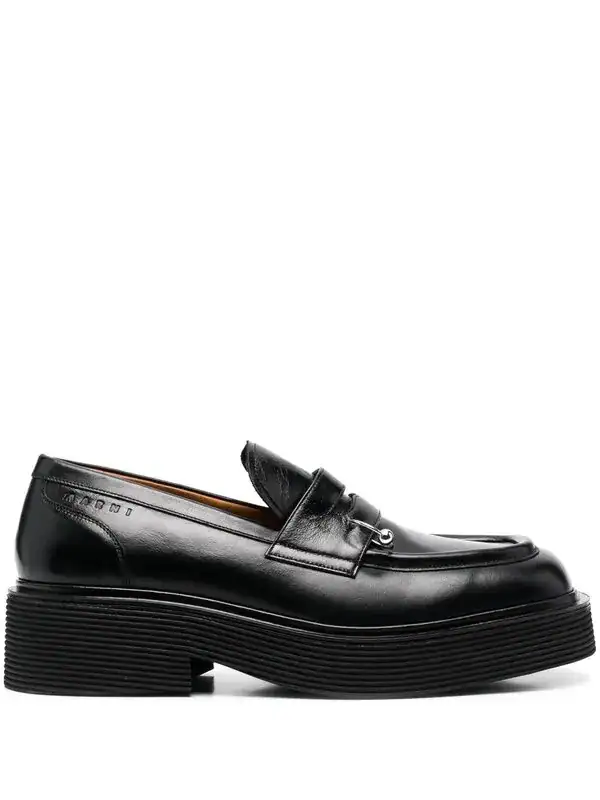 Marni Iconic Square-Toe Chunky Loafers Black Editorialist