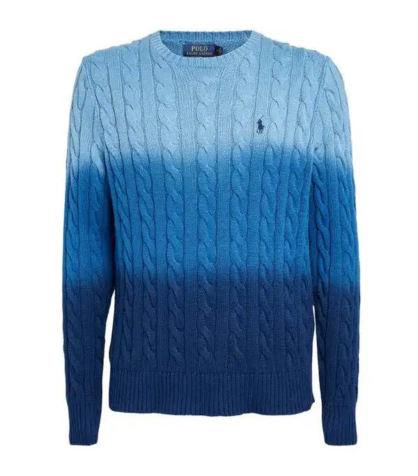 Ralph Lauren Cable-Knit Tie-Dye Sweater In Blue 31% Off