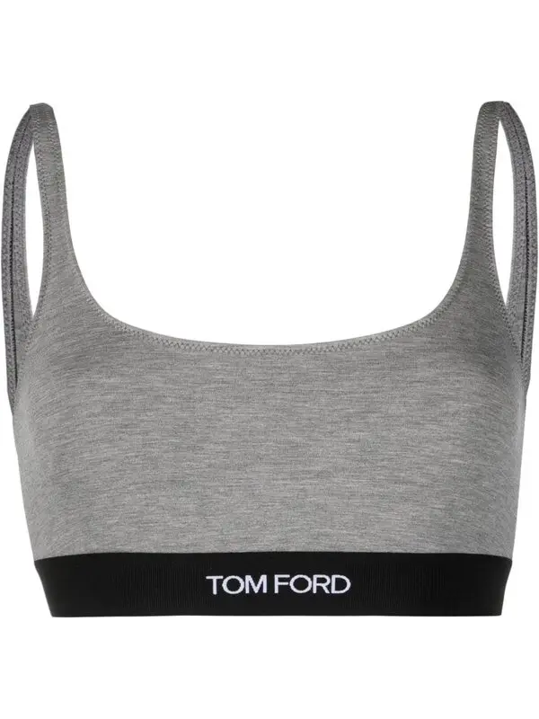 TOM FORD Logo-underband Bra - Grey