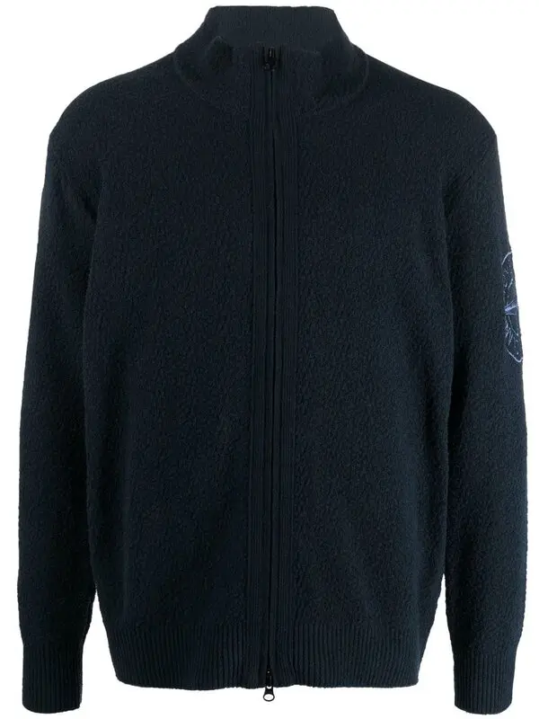 Stone Island Compass-Embroidered Zip-Up Cardigan In Blue - 50% Off ...