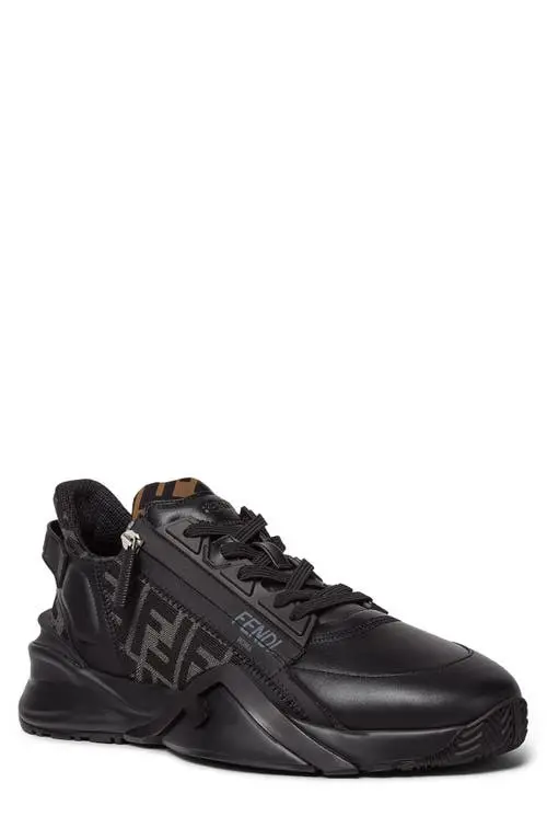 Fendi Flow Logo Low Top Sneakers - Nero/ Grig.nero/ Nero