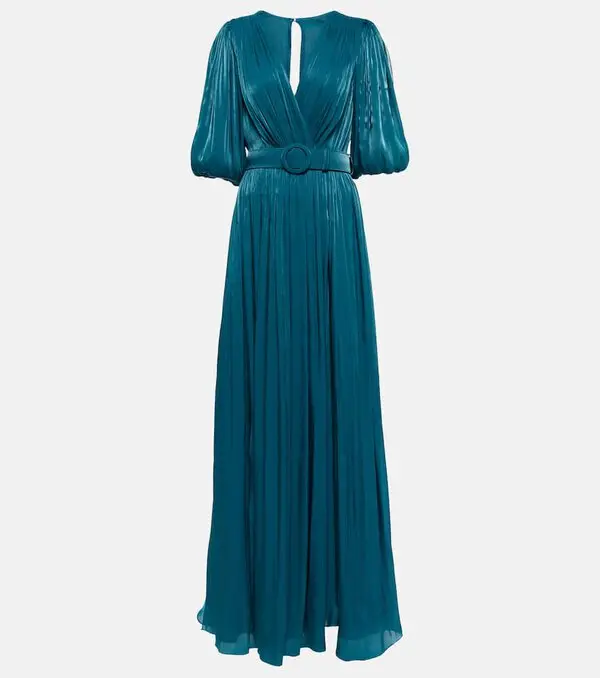Costarellos Brennie Iridescent Georgette Gown - Green