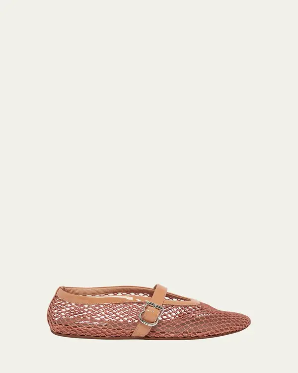 Alaïa Mesh Mary Jane Ballerina Flats - Blush