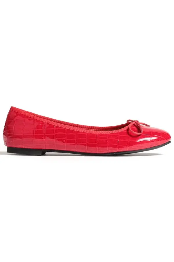 French Sole Amelie Croc-Effect Ballet Flats In Red 85% Off