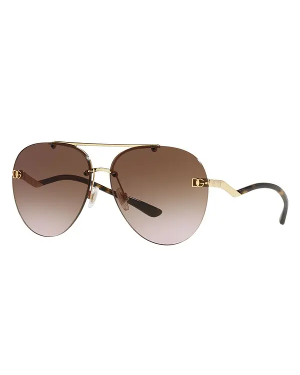 Dolce & Gabbana Rimless Metal Aviator Sunglasses - Gold | Editorialist