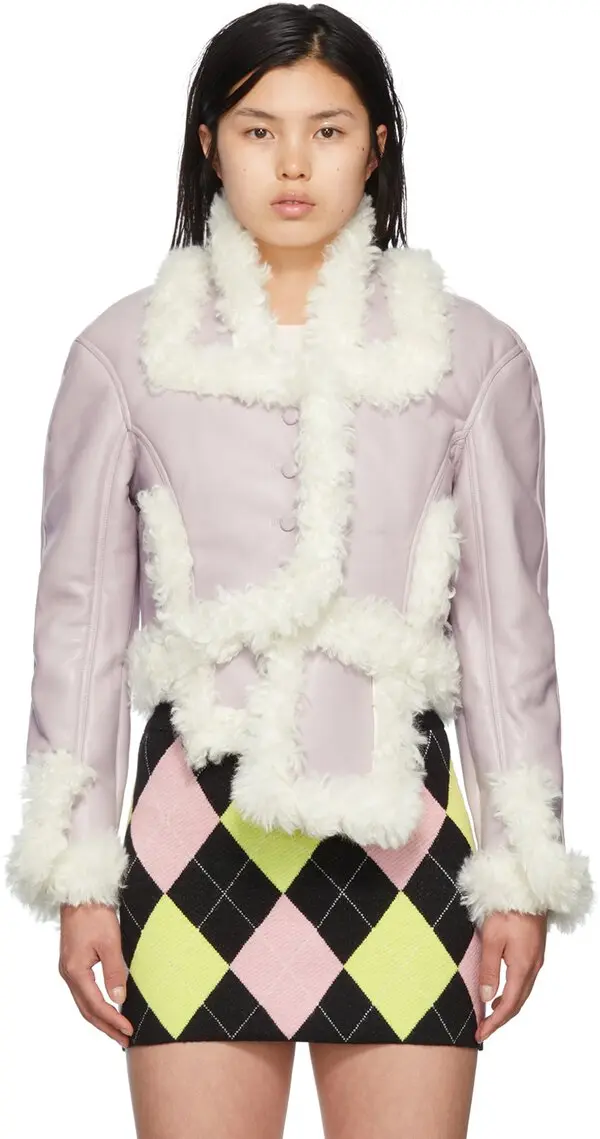 Nodress Purple Faux-Leather Jacket In Lilac/White - 74% Off 