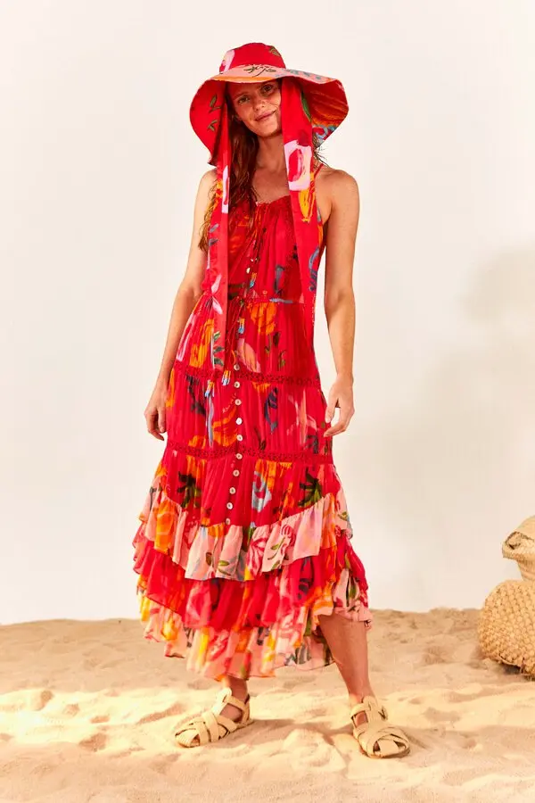 Farm Rio Mixed Fruits Ocean Maxi Dress In Multi - 30% Off | Editorialist