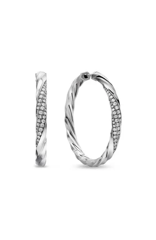 David Yurman Cable Edge™ Hoop Earrings With Pavé Diamonds