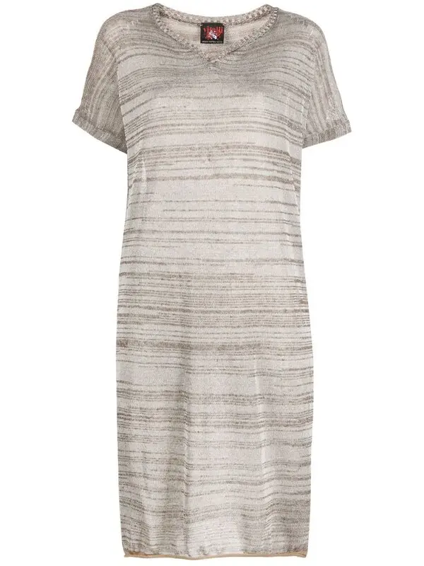 VITELLI Striped V-neck Midi Dress - White