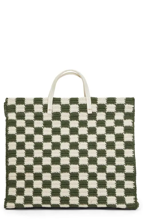 Clare V. Crochet Tote - Dark Green /white Crochet