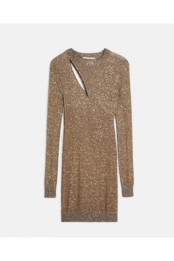 Stella Mccartney Sequin Knit Mini Dress In Gold - 40% Off | Editorialist