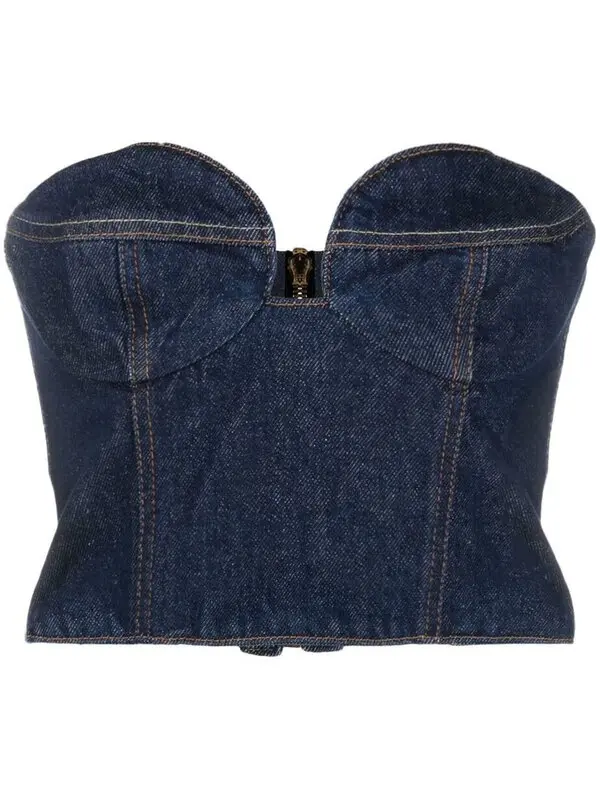 Magda Butrym Denim Corset Top - Blue