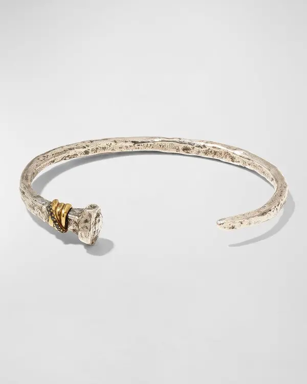John Varvatos Narrow Cuff Bracelet With Black Diamonds