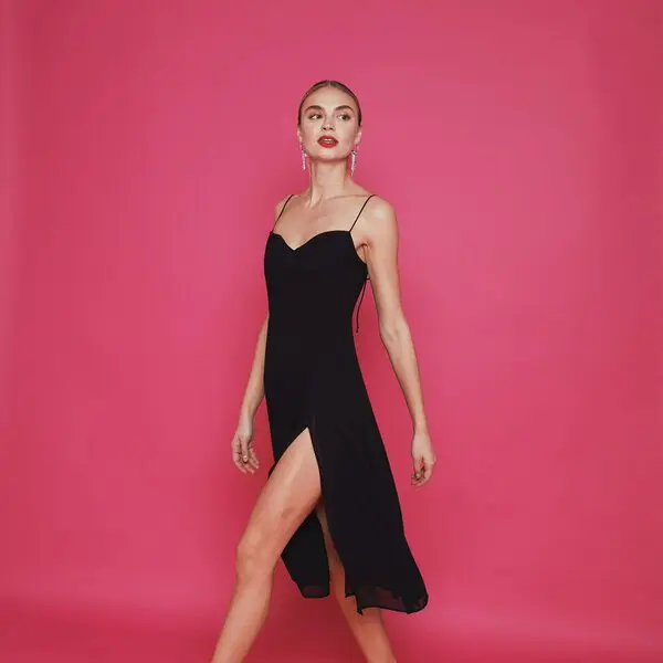 venus black cocktail dresses open back cocktail dress VENUS Open Back Maxi Dress