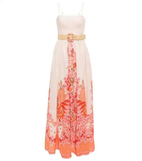 Zimmermann Violet Floral Linen Maxi Dress In Pink - 30% Off | Editorialist