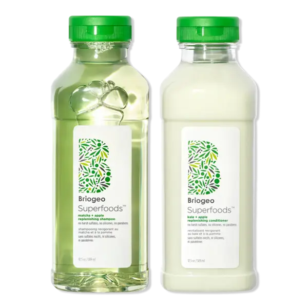 BRIOGEO Superfoods Apple, Matcha + Kale Replenishing Shampoo + Conditioner Duo