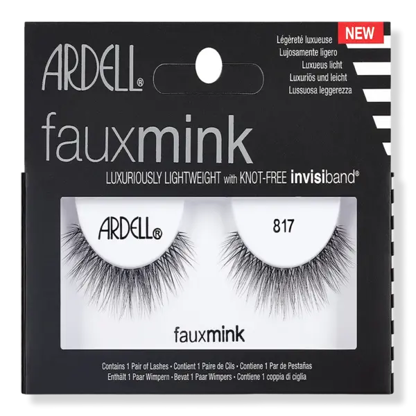 ARDELL Faux Mink #817 False Eyelash, Lightweight With Invisiband - One-color