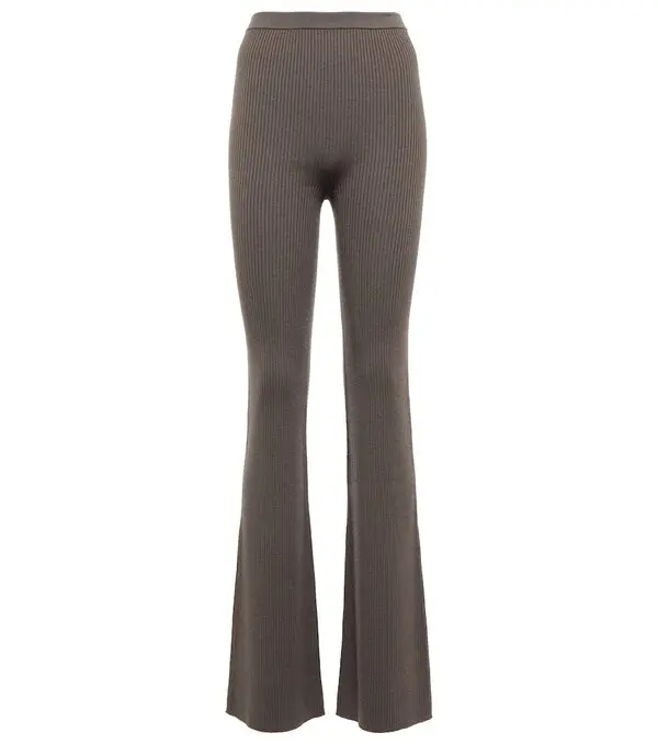 Rick Owens Rib-knit Wool-blend Pants - Brown