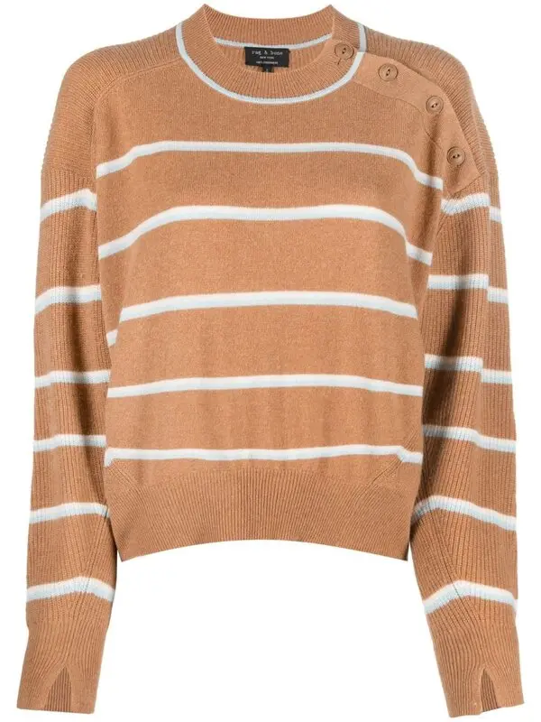 Rag & Bone Striped Cashmere Jumper - Brown