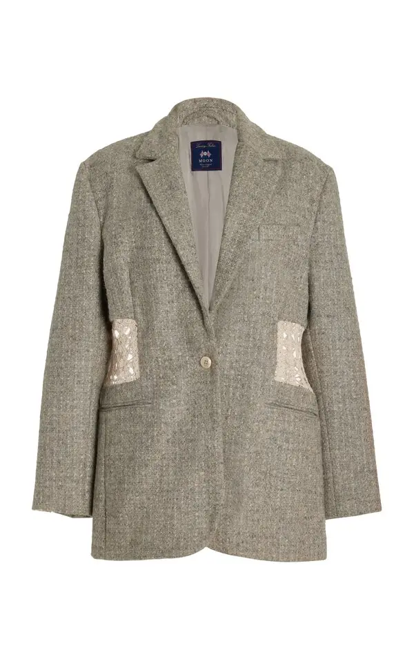 Diotima Rupture Crochet Detail Wool And Mohair Blazer 1 - Grey | Editorialist