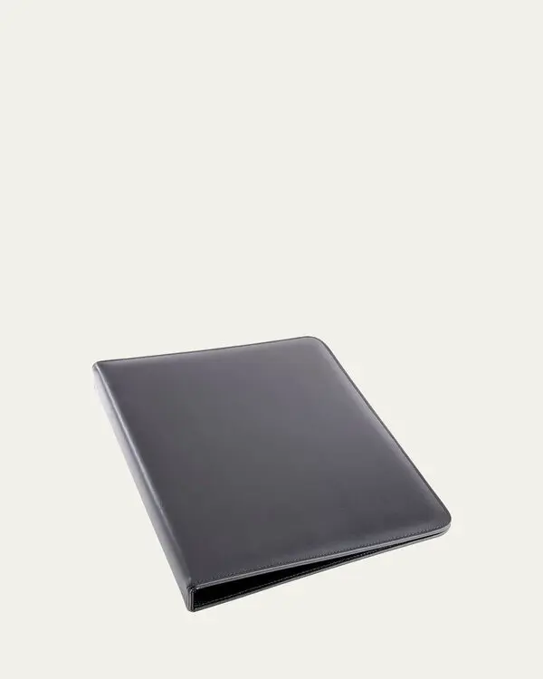 ROYCE NEW YORK Personalized Leather 1" Ring Binder - Black