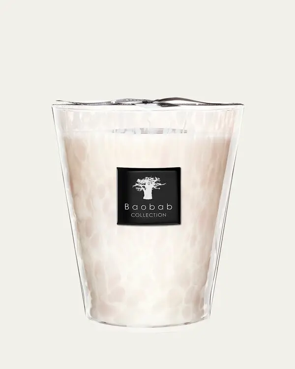 BAOBAB COLLECTION White Pearls Candle, 9.4 - White/pink