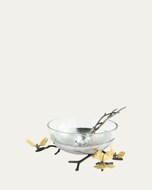 Michael Aram Butterfly Ginkgo Glass Nut Dish With Spoon