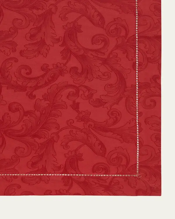 SFERRA Acanthus Jacquard Tablecloth 70" X 144 - Garnet