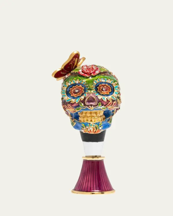 JAY STRONGWATER Skull Wine Stopped And Stand