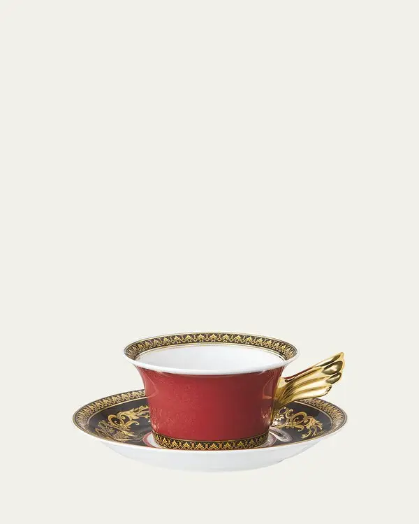 Versace Medusa Red Tea Cup & Saucer - One-color