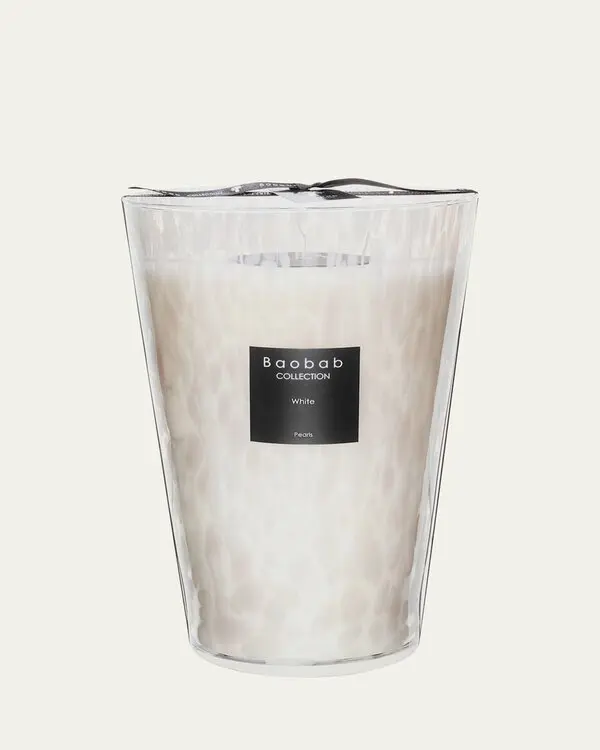 BAOBAB COLLECTION White Pearls Scented Candle, 13.8 - White/pink