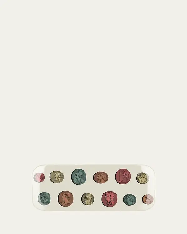 FORNASETTI Cammel Tray 25x60 Cm - White Multi