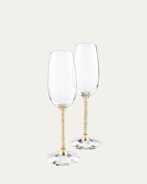 SWAROVSKI Crystalline Gold-tone Toasting Flutes, Set Of 2 - One-color