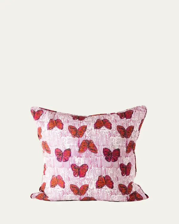 HUNT SLONEM Pretty In Pink Butterflies Pillow, 22