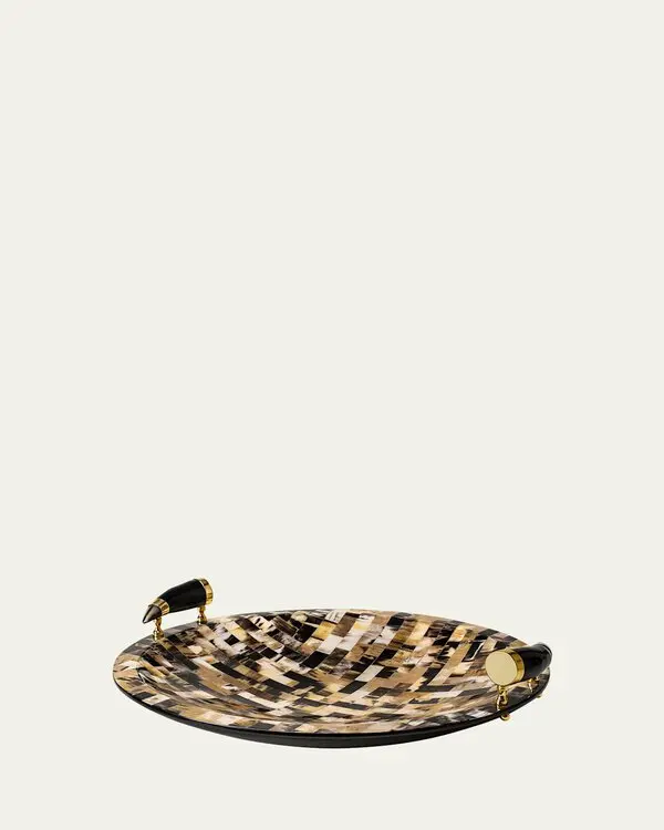 LADORADA Round Horn Domino Platter With Horn Handles