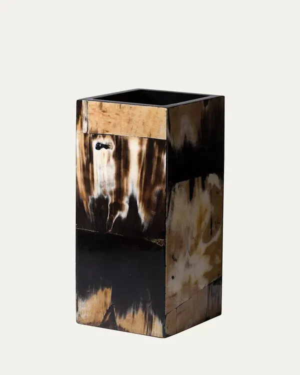LADORADA Horn Veneer 12" Square Vase