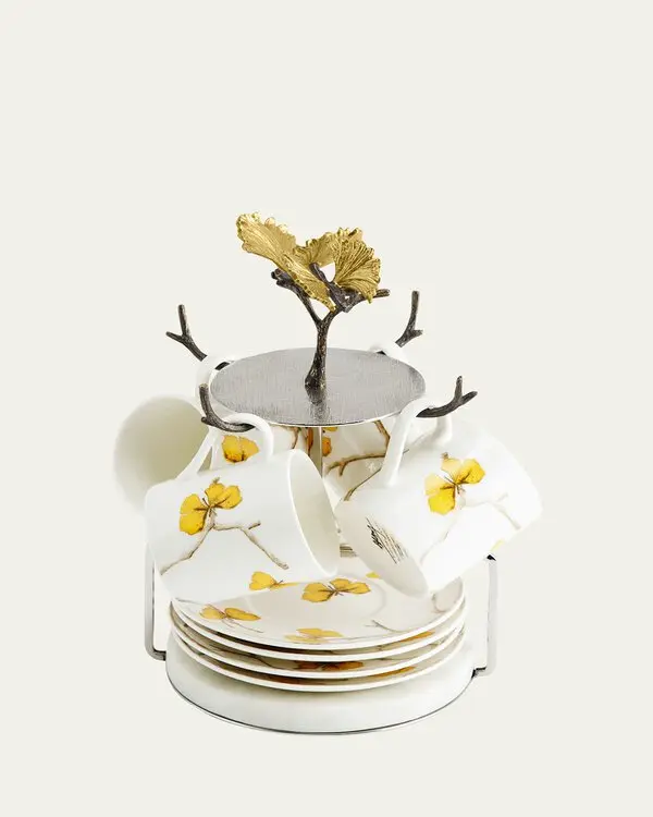 Michael Aram Butterfly Ginkgo Demitasse Set With Stand - One-color