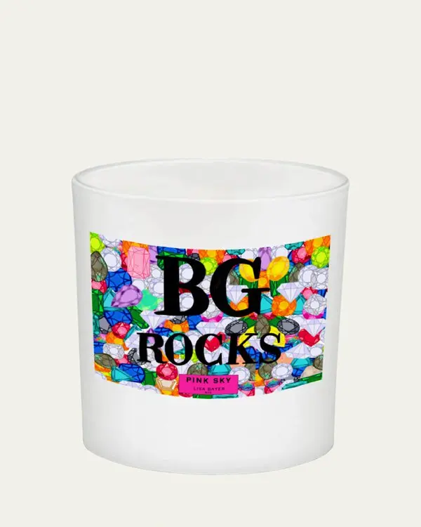 LISA BAYER 12 Oz. Bg Rocks Scented Candle In White Vessel, Pink Sky Scent