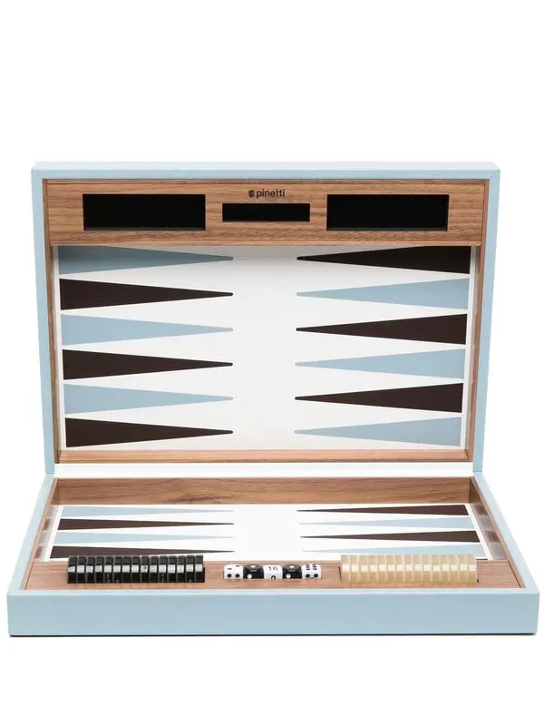 PINETTI Backgammon Leather Table Game - Blue | Editorialist
