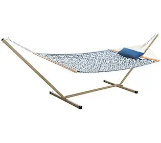 CASTAWAY LIVING 52' Navy Quilted Hammock Combo With Pillow And Tand
