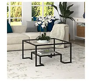 HUDSON&CANAL Hudson & Canal Athena Square Coffee Table With Bottom Shelf