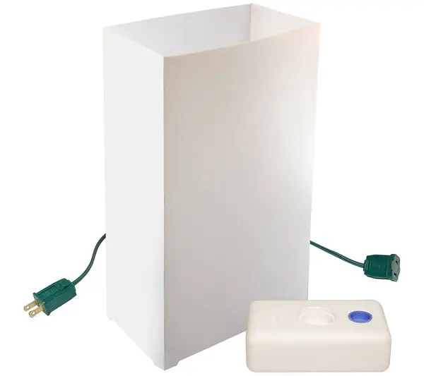 LUMABASE Set Of 10 White Electric Luminarias Wi Th S