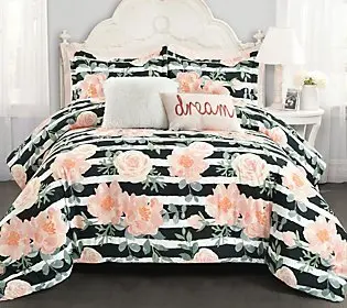 LUSH DECOR Amara Watercolor Rose King Comforter Set Lus H Decor