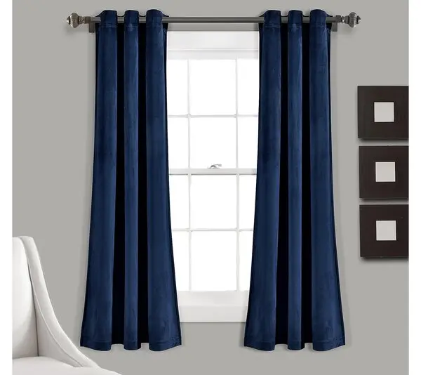 LUSH DECOR Prima Velvet Solid 38'x63' Window Curtains L Ush Decor