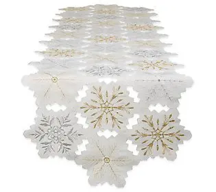 DESIGN IMPORTS 14' X 108' Embroidered Snowflake S Table Runner