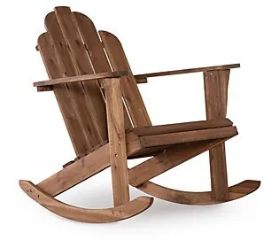 LINON Home Silas Teak Adirondack Rocker W/arm R St & High Back