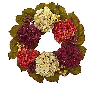 NEARLY NATURAL 20' Hydrangea Berry Artificial Wreath By