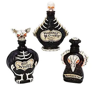 GERSON INTERNATIONAL Set Of 3 Lighted Resin Halloween Potion Bottles Gerson Co