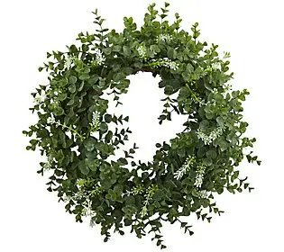 NEARLY NATURAL 18' Eucalyptus Double Ring Wreath Nearly Nat Ural