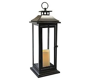 LUMABASE Traditional Metal Lantern With Led Fla Meless Candle